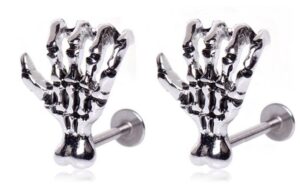 pierce me 2pcs zombie claw skeleton claw labret monroe lip rings 16g 5/16" and 16g 1/4" (short and extra short)