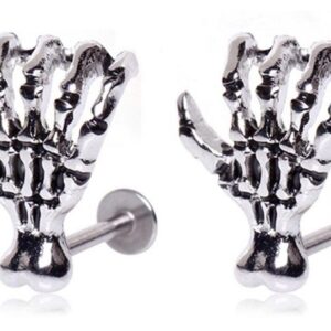 PIERCE ME 2PCS Zombie Claw Skeleton Claw Labret Monroe Lip Rings 16G 5/16" and 16G 1/4" (Short and Extra Short)