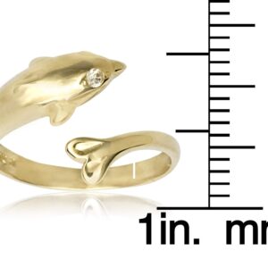 JewelryWeb Solid 10K Gold Adjustable Nautical Dolphin Toe Ring for Women Gold (10mm x 15mm) (Yellow-Gold)