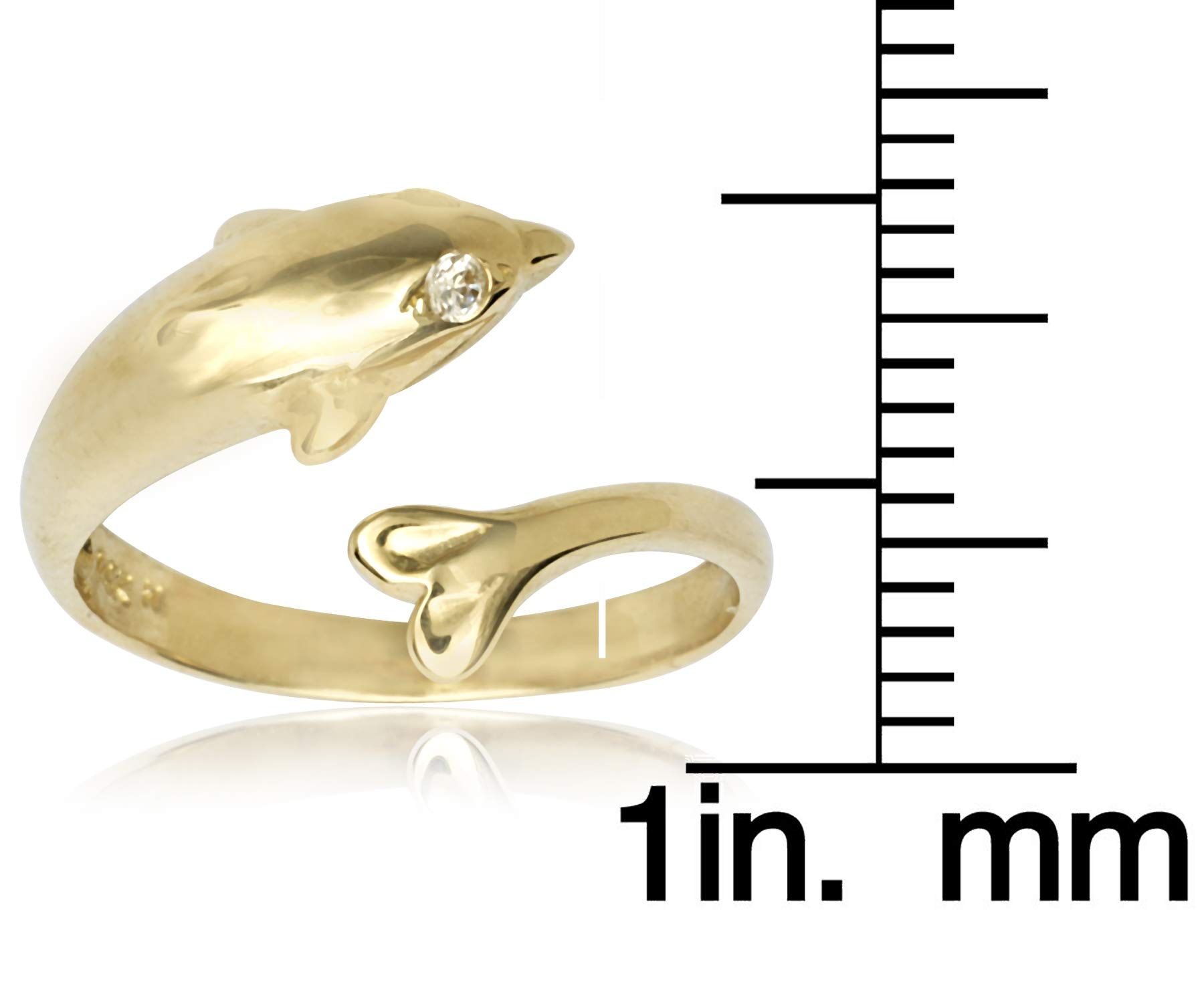 JewelryWeb Solid 10K Gold Adjustable Nautical Dolphin Toe Ring for Women Gold (10mm x 15mm) (Yellow-Gold)