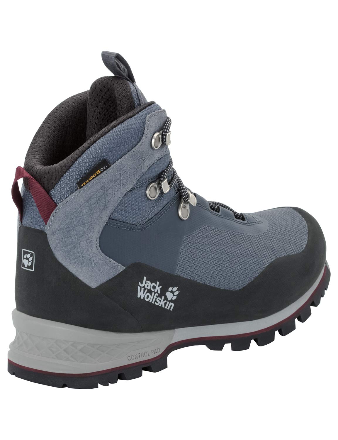 Jack Wolfskin Women's Wilderness Lite Texapore Mid Hiking Boots, Pebble Grey/Burgundy, 9.5