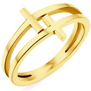 jude jewelers women stainless steel christian cross religious promise ring love hope faith (gold, 10)