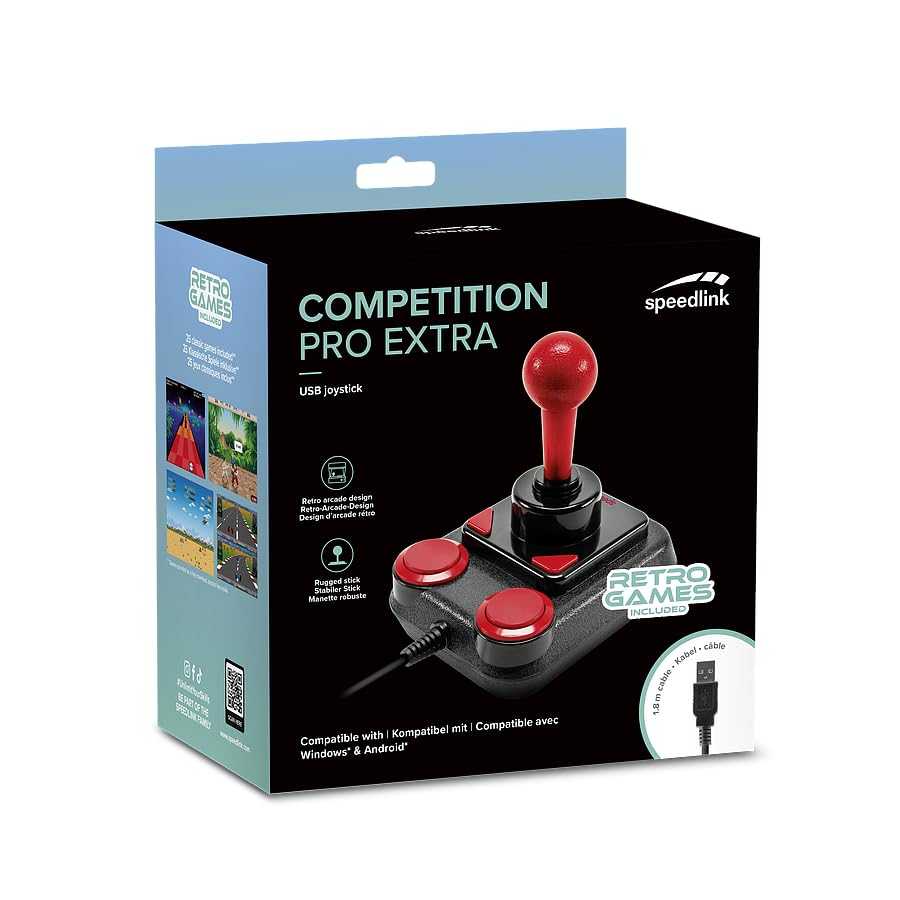 SPEEDLINK SL-650212-BKRD Competition PRO EXTRA USB Joystick - Anniversary Edition, Retro-Arcade-Stick, schwarz-rot