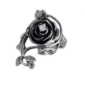 retro floral rose flower charm leaf vine vintage knuckle joint rings wedding dating bands for women and girls teens, size 6