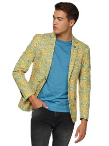 opposuits men's tall size retro-80 electric yellow, 80's animal, 42