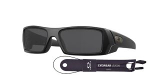 oakley gascan oo9014 03-473 matte black/grey sunglasses leash+ bundle with designer iwear eyewear kit