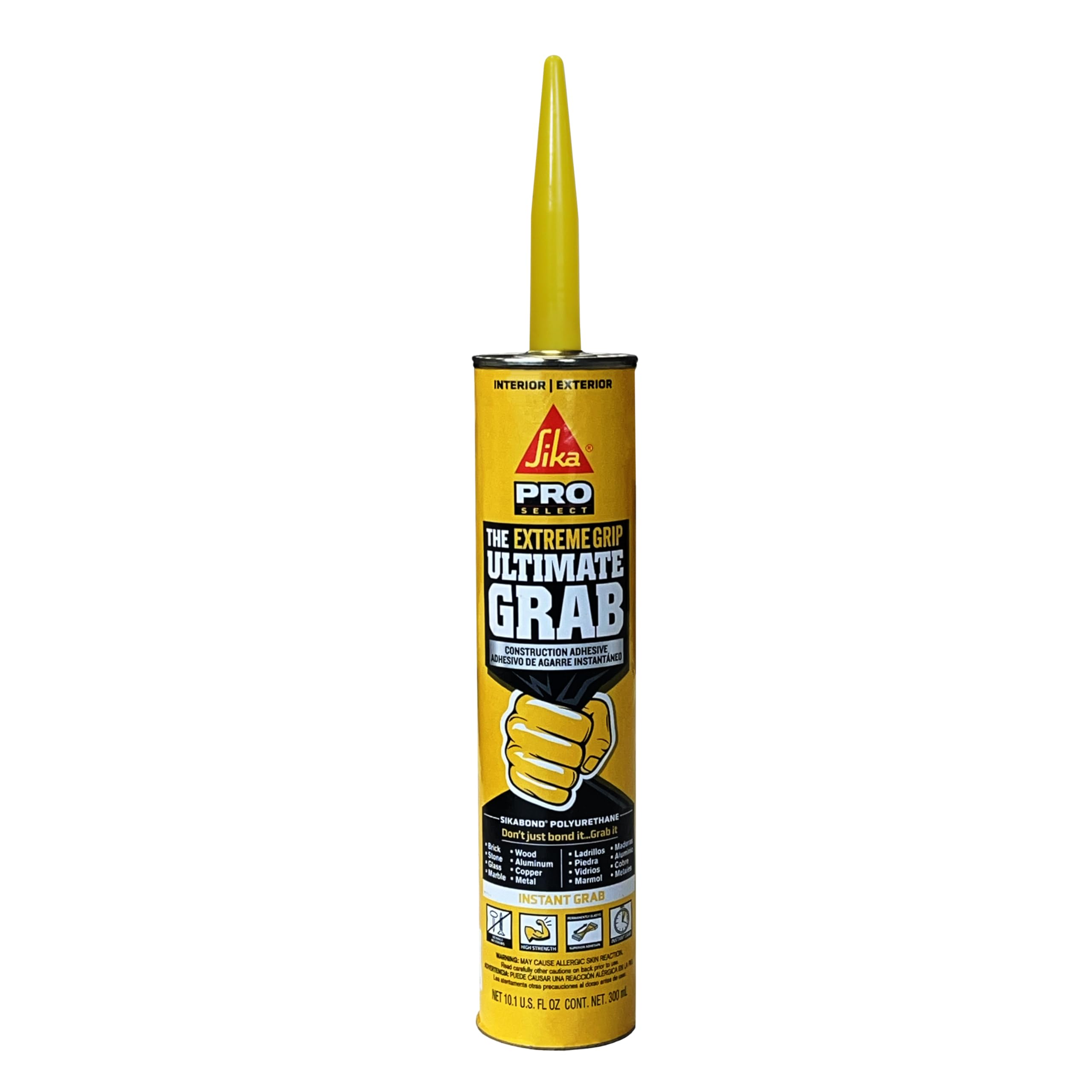 SIKA - SikaBond Ultimate Grab, Gray, Instant grab, Polyurethane adhesive, indoor and outdoor bonding, 10.1 fl.oz Feet