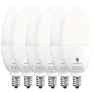 6 pack bluex dusk to dawn led bulbs, 6w e12 base light bulb - 65w equivalent – 5000k daylight white - smart light sensor candelabra bulb, home security driveway, yard, porch lighting