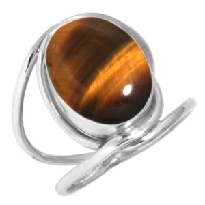 jeweloporium 925 silver ring for women brown real tiger eye gemstone statement silver ring size 6.5 mothers' day gift fashion jewelry