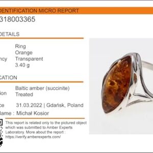 HolidayGiftShops Sterling Silver and Baltic Honey Marquise Cut Amber Ring