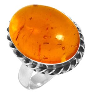 jeweloporium 925 silver ring for women orange amber stone statement silver ring size 6 wedding gift fashion jewelry