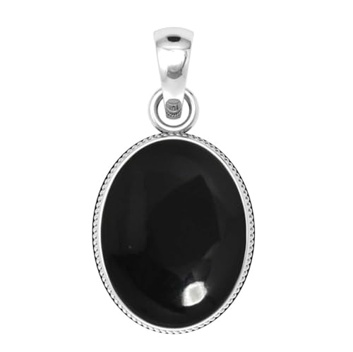 JEWELOPORIUM 925 Silver Pendant for Women Genuine Black Onyx Gemstone Costume Silver Pendant Necklace Easter Gift Vintage Jewelry