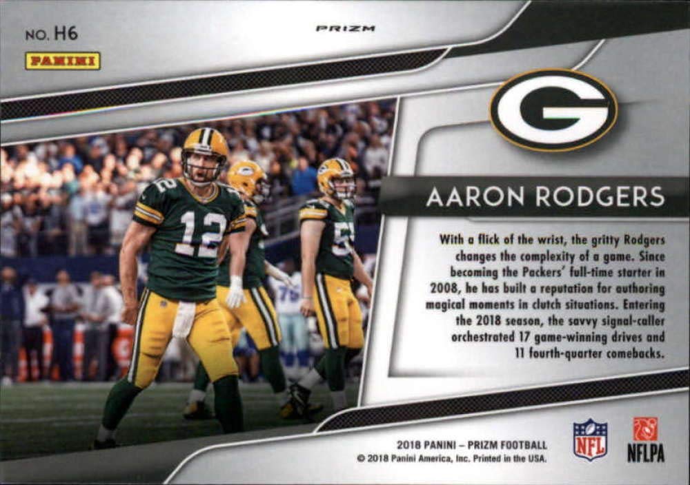 2018 Panini Prizm Hype Prizm #6 Aaron Rodgers Green Bay Packers NFL Football Trading Card