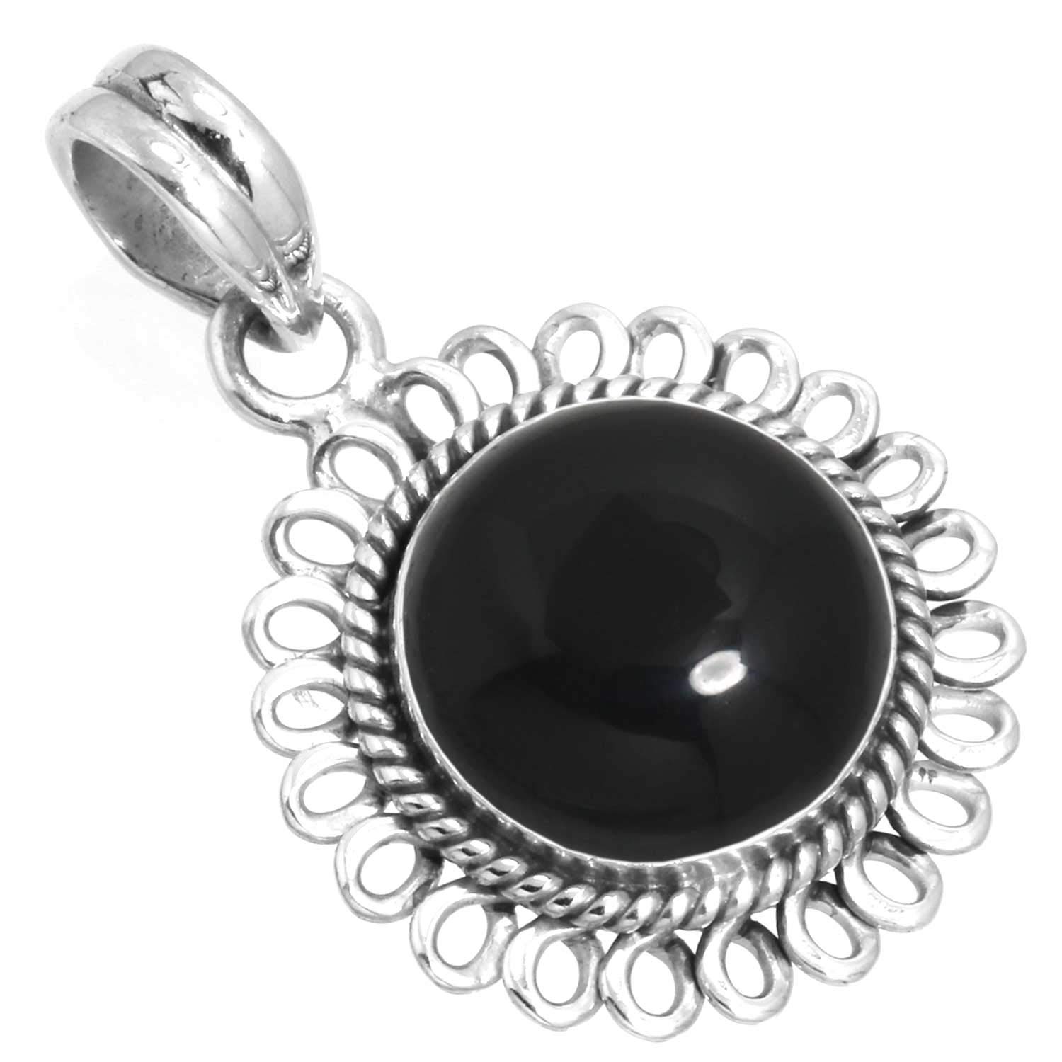 JEWELOPORIUM 925 Silver Pendant for Women Natural Black Onyx Gemstone Statement Silver Pendant Necklace Engagement Gift Fashion Jewelry