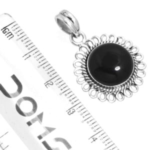 JEWELOPORIUM 925 Silver Pendant for Women Natural Black Onyx Gemstone Statement Silver Pendant Necklace Engagement Gift Fashion Jewelry