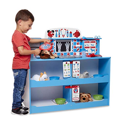 Melissa & Doug Animal Care Veterinarian and Groomer Wooden Activity Center for Plush Stuffed Pets (Not Included)