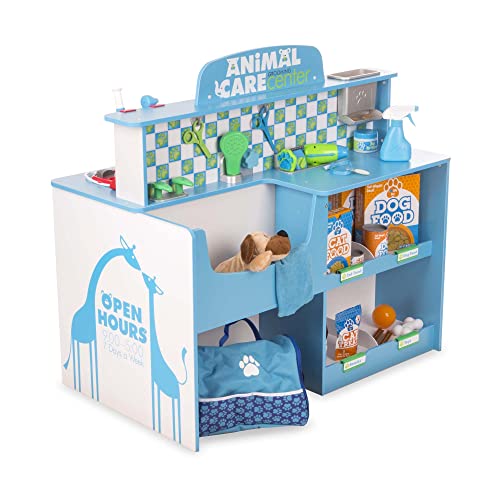 Melissa & Doug Animal Care Veterinarian and Groomer Wooden Activity Center for Plush Stuffed Pets (Not Included)