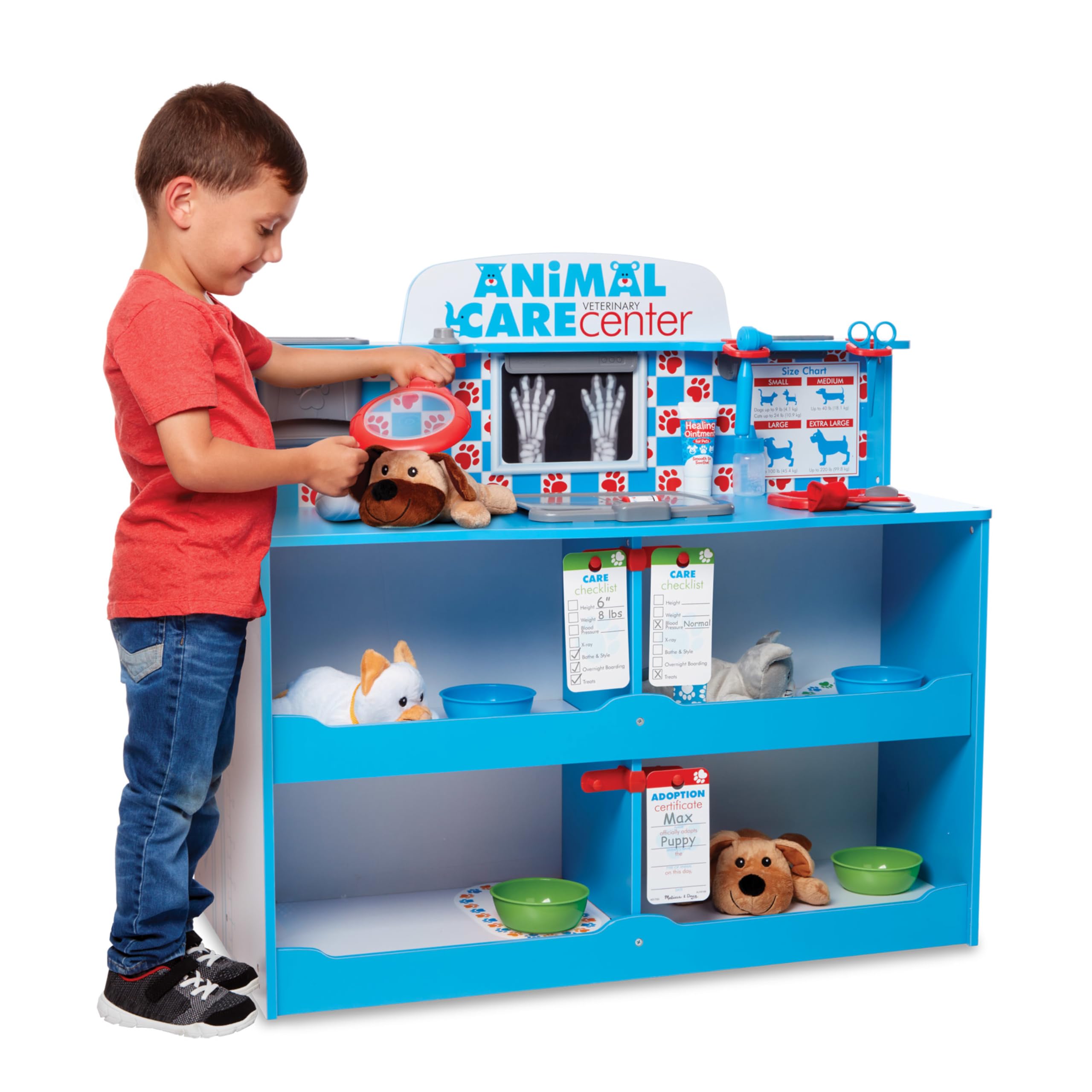 Melissa & Doug Animal Care Veterinarian and Groomer Wooden Activity Center for Plush Stuffed Pets (Not Included)