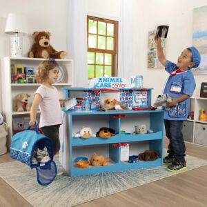 Melissa & Doug Animal Care Veterinarian and Groomer Wooden Activity Center for Plush Stuffed Pets (Not Included)