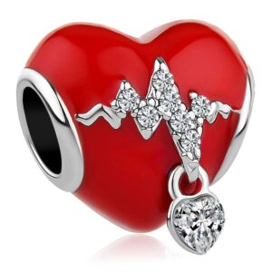 shinyjewelry heartbeat electrocardiogram charm ecg charm bead for bracelet