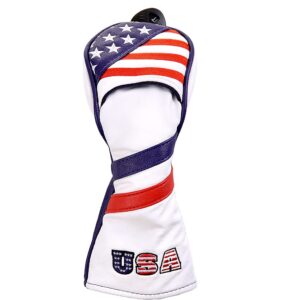 gooaction usa golf club hybrid headcover american stars and stripes flag synthetic leather patriotic head covers protector