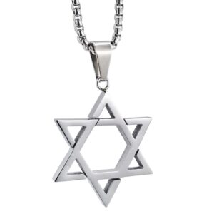 zed shadoww star of daivd hollow lucky hexegan pendant geometry choker necklaces - silver