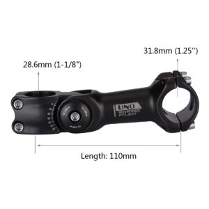 FOMTOR 31.8mm Adjustable Stem 110mm 0~60 Degree UNO 31.8mm MTB Adjustable Handlebar Stem for Most Mountain Bike Road Bike (Fit for 1.25'' Handlebar)