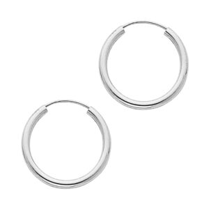 galaxy gold gg 14k solid white gold endless loop hoop timeless earrings 2 mm gauge/thickness available in multiple diameters - segment septum lip nose round hoop tragus helix cartilage (0.55 inch)