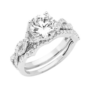 sonia jewels 14k white gold cubic zirconia cz wedding band and engagement bridal ring two piece set size 7