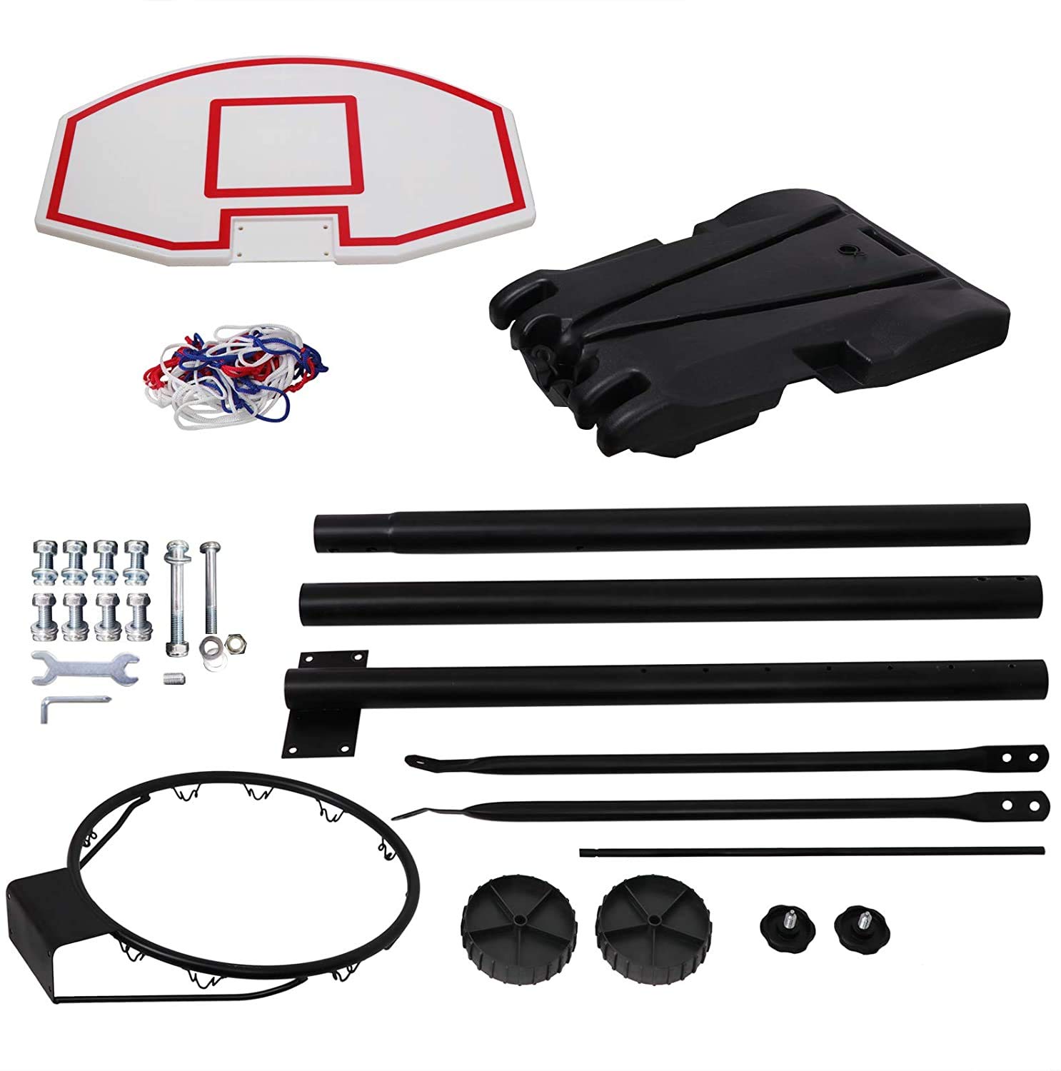 Smartxchoices Portable Basketball Hoop Stand 81''-98'' Height Adjustable w/Casters Net Goal Indoor Little Basketball Game