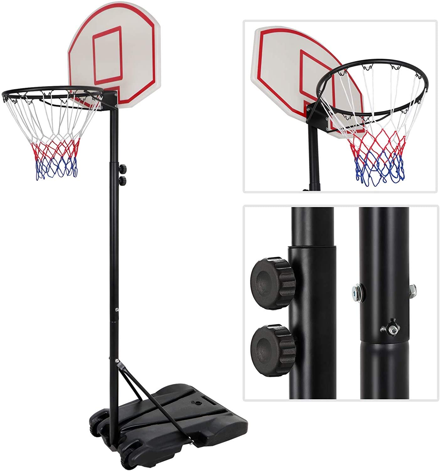 Smartxchoices Portable Basketball Hoop Stand 81''-98'' Height Adjustable w/Casters Net Goal Indoor Little Basketball Game