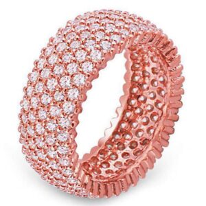 solid 925 sterling silver turkish handmade 5 row eternity ring (rose gold plated, 5)