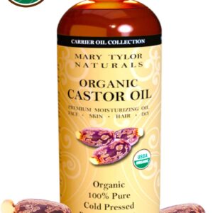 Mary Tylor Naturals Organic Castor Oil 16 oz — USDA Certified Cold Pressed, Hexane Free, 100% Pure and Natural