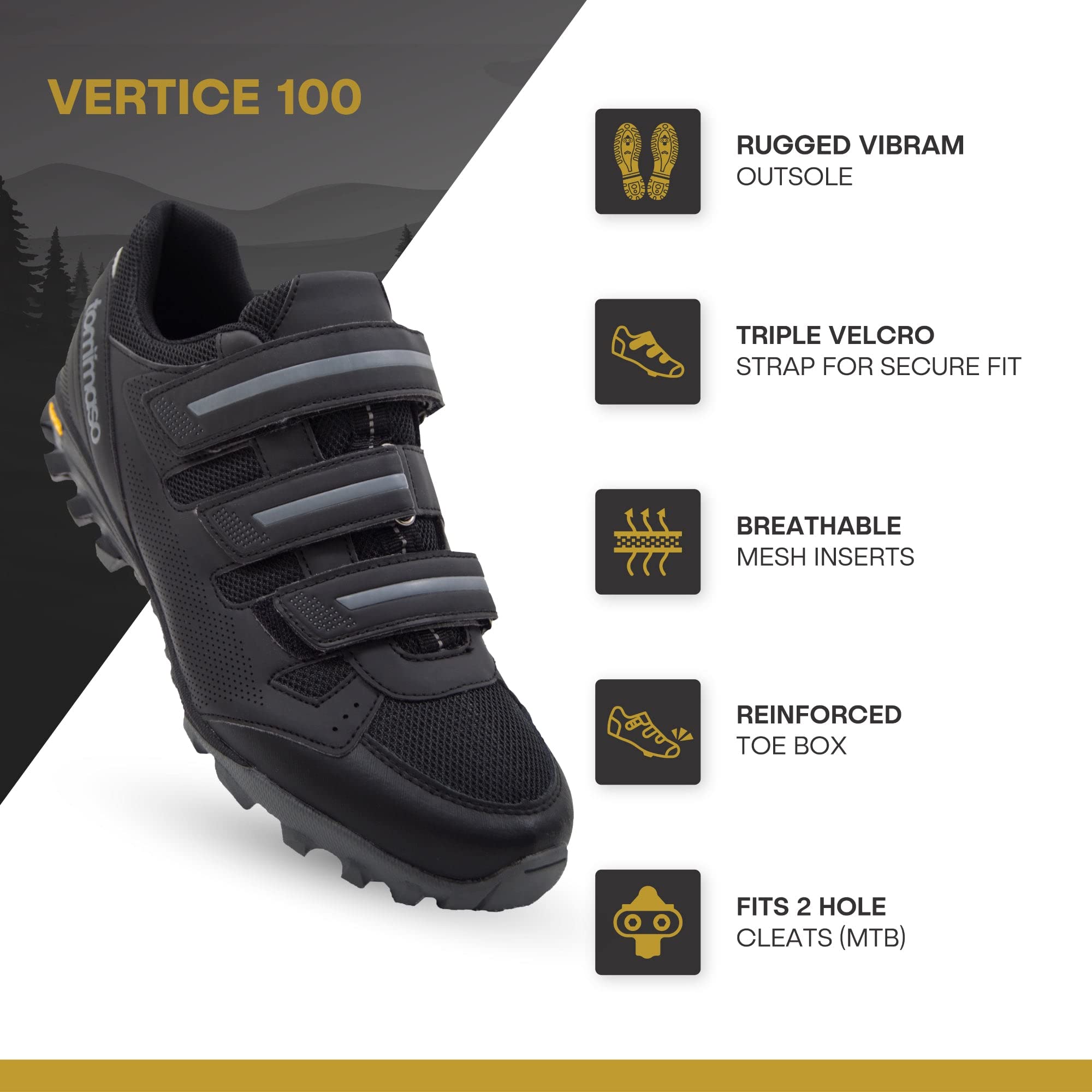 Tommaso Vertice 100 Mens Mountain Bike Shoes Men Spin Cycling Shoe Gravel SPD Shoes Compatible SPD Cleats MTB Shoes for Men SPD Cycling Shoes for Men Cycling Bike XC Spin Shoes NO CLEATS Vibram- 44