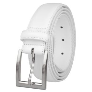 gelante men's classic dress leather belt g2064-white-m