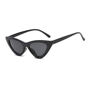 yoshya retro vintage narrow cat eye sunglasses for women clout goggles plastic frame (black grey)