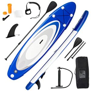 gymax inflatable stand up paddle board, 6” sup with premium complete accessories, backpack, pump, leash, paddle & removable fins, portable stand up boat for all skill level