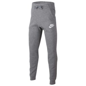 nike boy's nsw club jogger fleece pant, carbon heather/cool grey/white, large