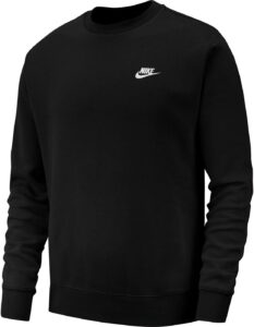 nike men's nsw club crew, black/white, x-large