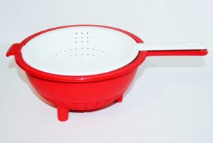 tupperware double colander in red and white