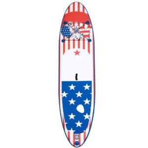 gymax stand up paddle board, inflatable sup with wide non-slip eva deck, accessories-leash, d rings, hand pump, adjustable paddle & backpack, paddle boards for adults youth (stars & stripes style c)