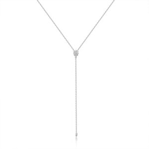 dainty sterling silver necklace small waterdrop lariat necklace y-shaped platinum plating