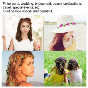 Awpeye 18PCS Multicolor Flower Crown Floral Wreath Headband Floral Crown Garland Headpiece Wedding Festival Party