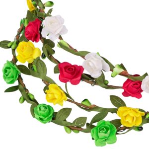 Awpeye 18PCS Multicolor Flower Crown Floral Wreath Headband Floral Crown Garland Headpiece Wedding Festival Party