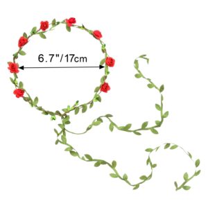 Awpeye 18PCS Multicolor Flower Crown Floral Wreath Headband Floral Crown Garland Headpiece Wedding Festival Party