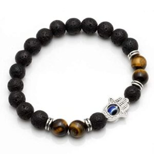 MILAKOO 8mm Beads Bracelet Tiger Eye Lava Rock Oil Diffuser Natural Stone Stretch Cuff for Men Women