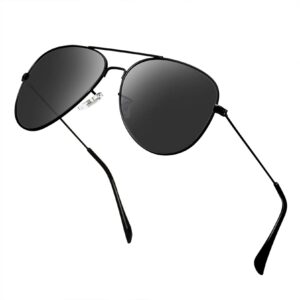 ziwanule polarized aviator sunglasses for men metal mens sunglasses driving unisex classic sun glasses for men/women black