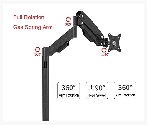 Premium Gas Spring Single Monitor Floor Stand - Adjustable Height, Sturdy TV Mount for 13-27 LCD Monitors - Holds up to 10kgs - Perfect PC Stand for Floor or Sofa Side