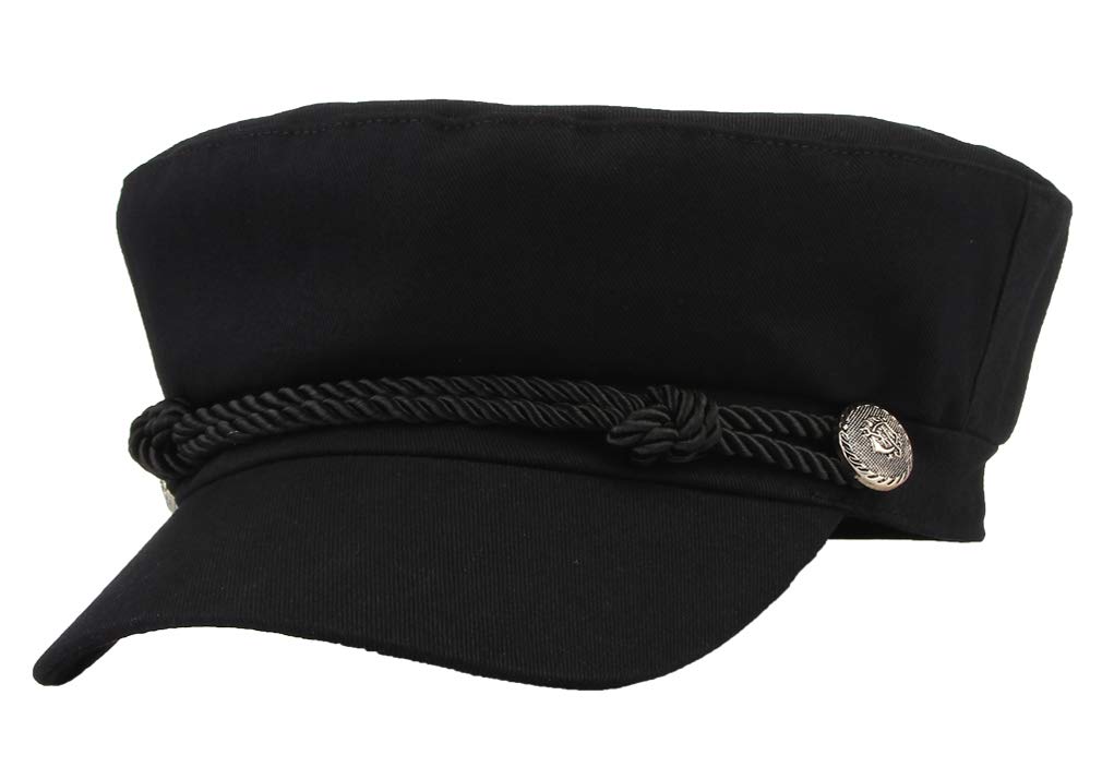 Brcus Women Yacht Captain Sailor Hat Newsboy Cabbie Baker Boy Peaked Beret Cap Black