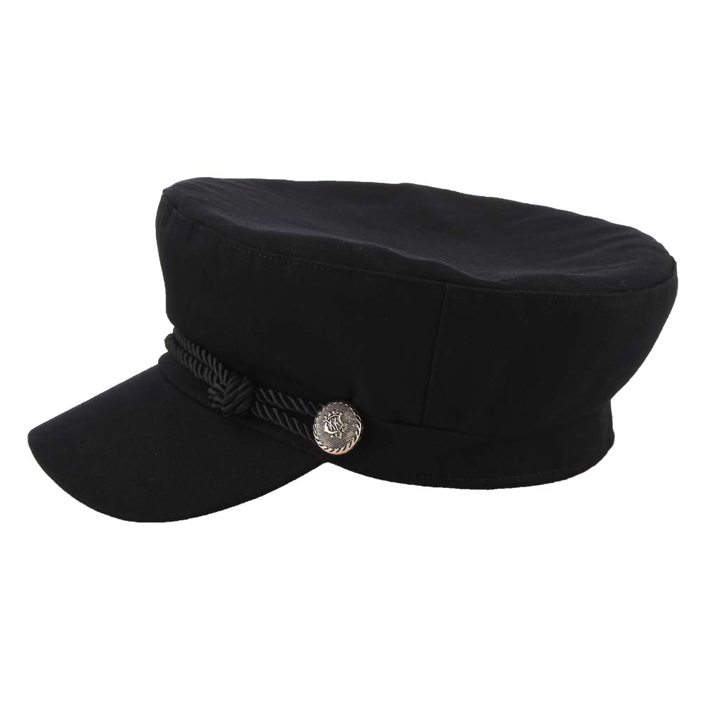 Brcus Women Yacht Captain Sailor Hat Newsboy Cabbie Baker Boy Peaked Beret Cap Black